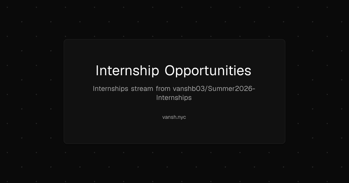 Internship Opportunities